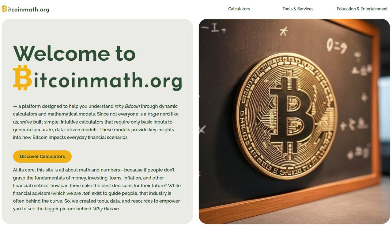 Bitcoinmath – Understand Bitcoin with Dynamic Calculators & Models
